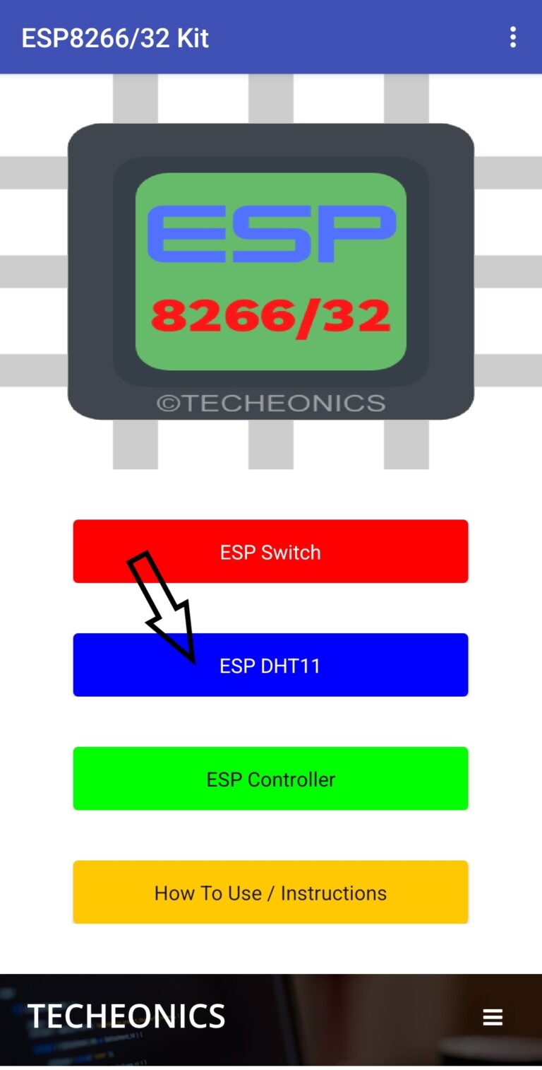 DHT11 Temperature and Humidity With ESP 8266/32 KIT APP - Techeonics